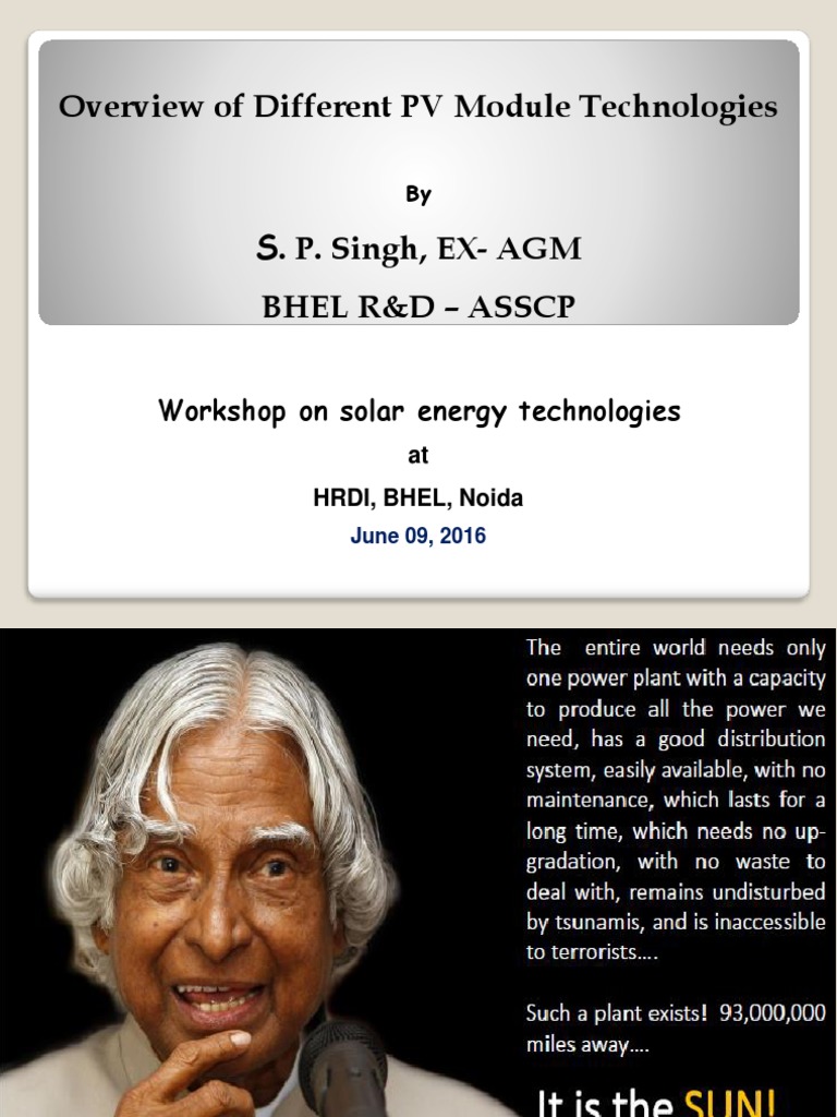 Various PV Module Technologies | PDF | Solar Cell | Thin Film Solar Cell