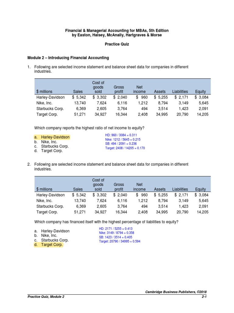 Financial & Managerial Accounting For Mbas, 5Th Edition by Easton ...