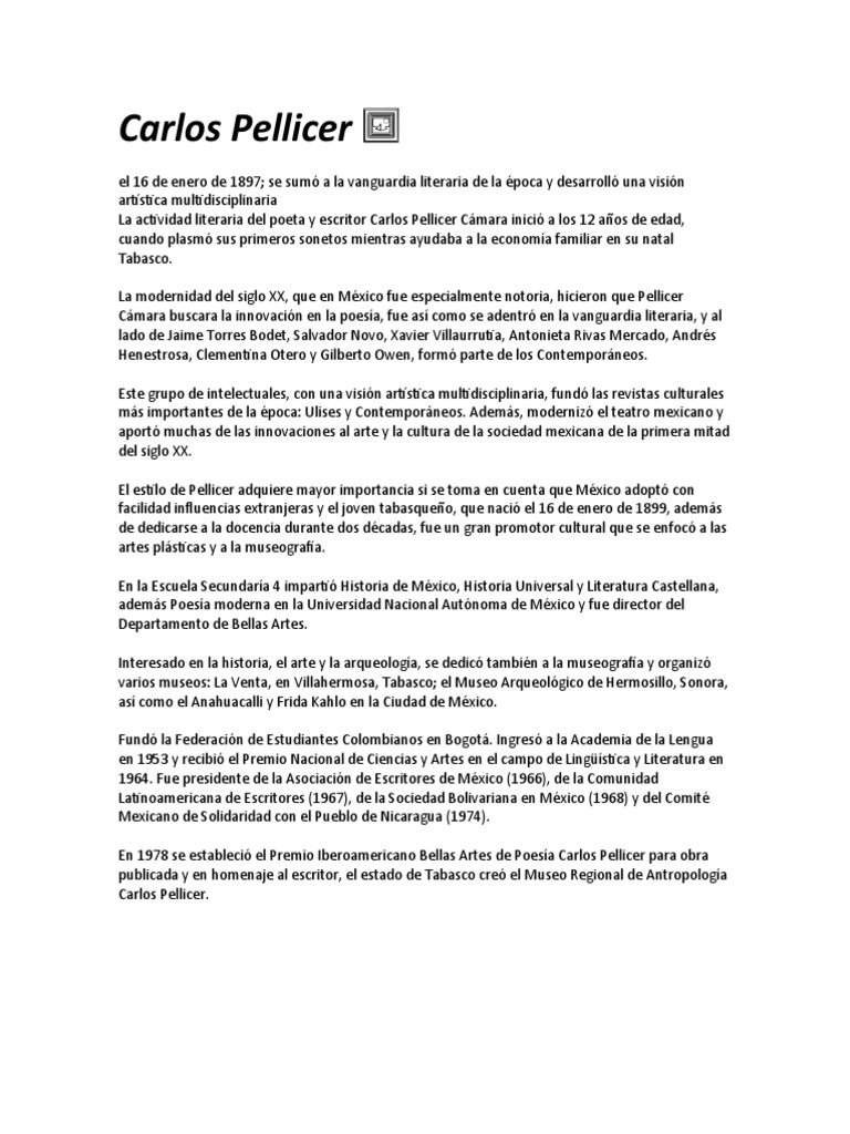 Documento Carlos Pellicer | PDF