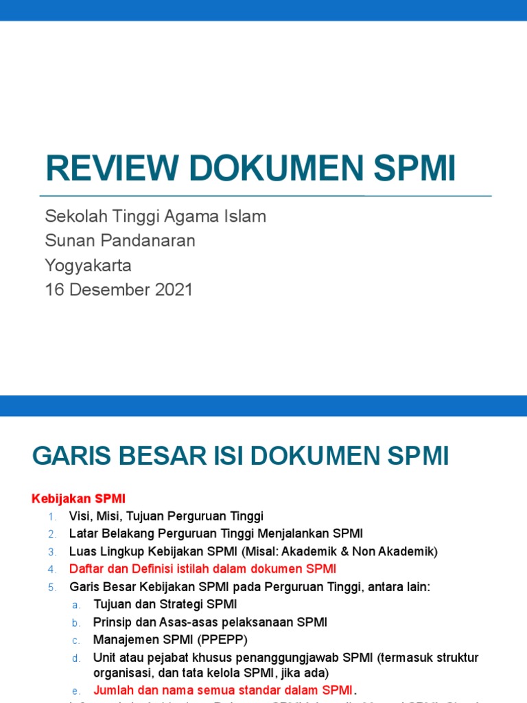 Review Dokumen Spmi Staispa | PDF