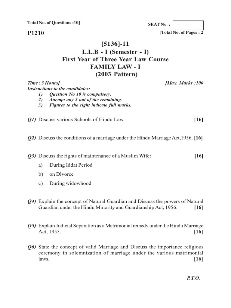 LLB Question Paper | PDF