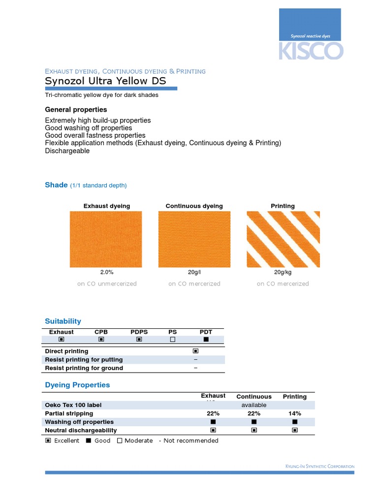 Synozol Ultra Yellow DS (Ver 1.0) | PDF | Dyeing | Textiles