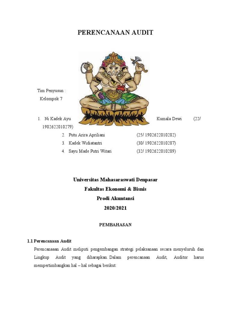 PERENCANAAN AUDIT (Kelompok 7) FIX | PDF