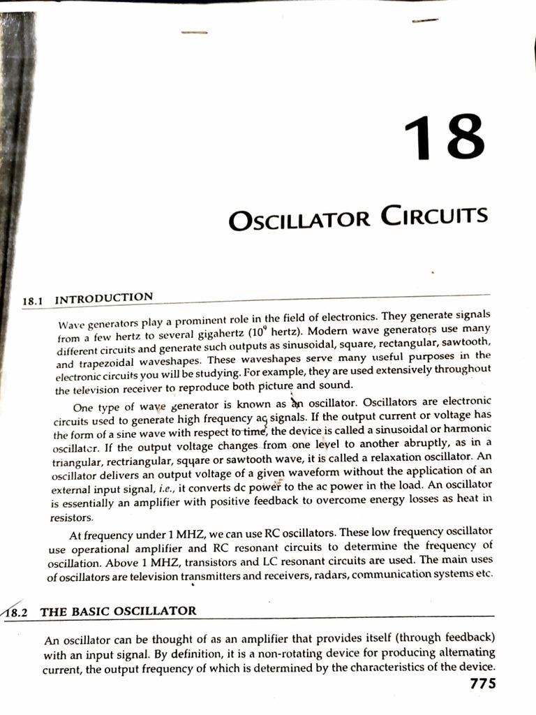 Oscillator Circuit Pdf Electronic Oscillator Amplifier