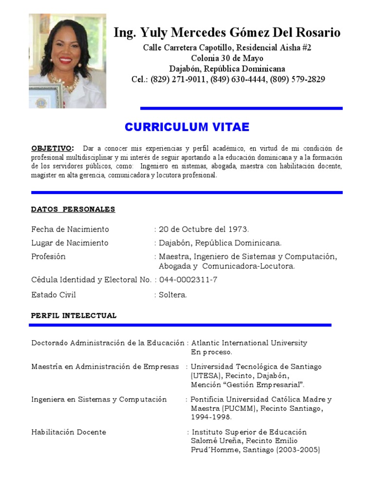Curriculum Vitae Yuly | PDF | Universidad | República Dominicana