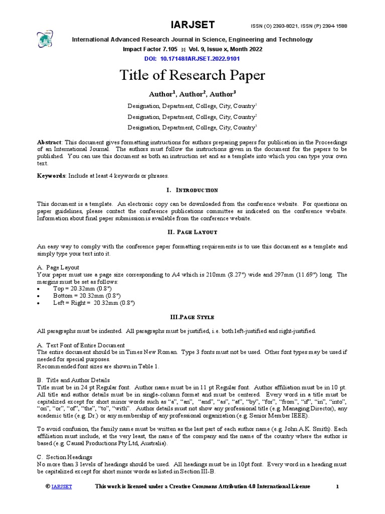 IARJSET Paper Format | PDF