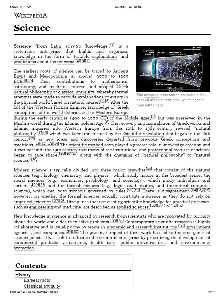 Science - Wikipedia | PDF | Science | Social Sciences