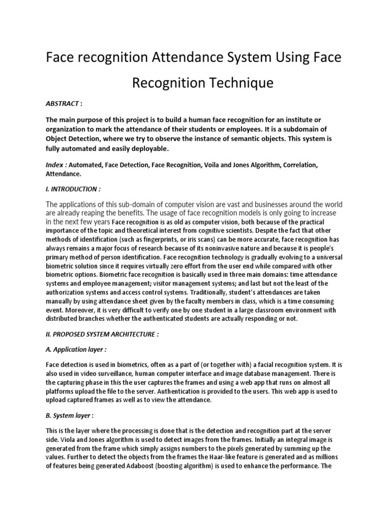 Face Recognition Paper | PDF | Biometrics | Computing