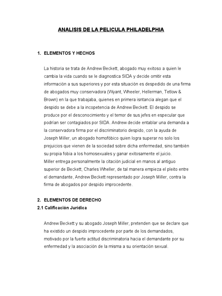 Analisis de La Pelicula Philadelphia | PDF | Etica Aplicada | Justicia