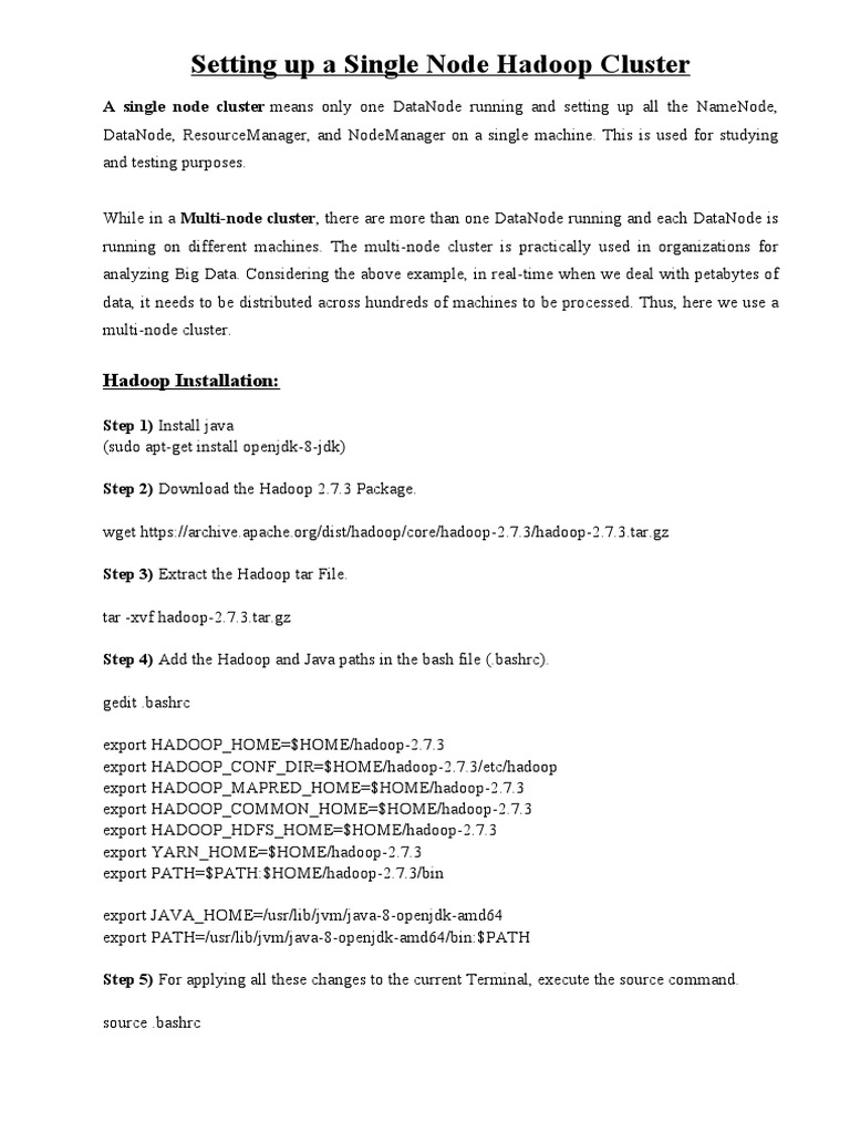 Hadoop Installation Steps | Download Free PDF | Apache Hadoop | Computer Data