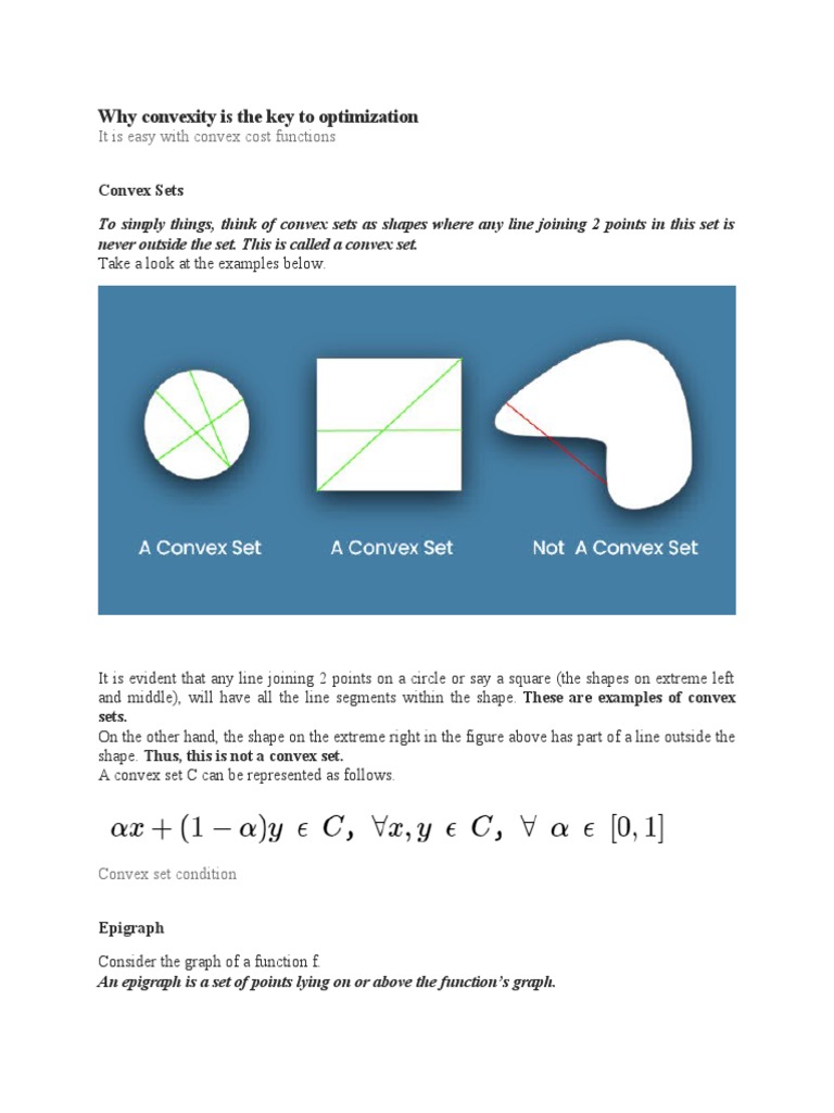 Why Convexity Is The Key To Optimization: Convex Sets | PDF | Function ...