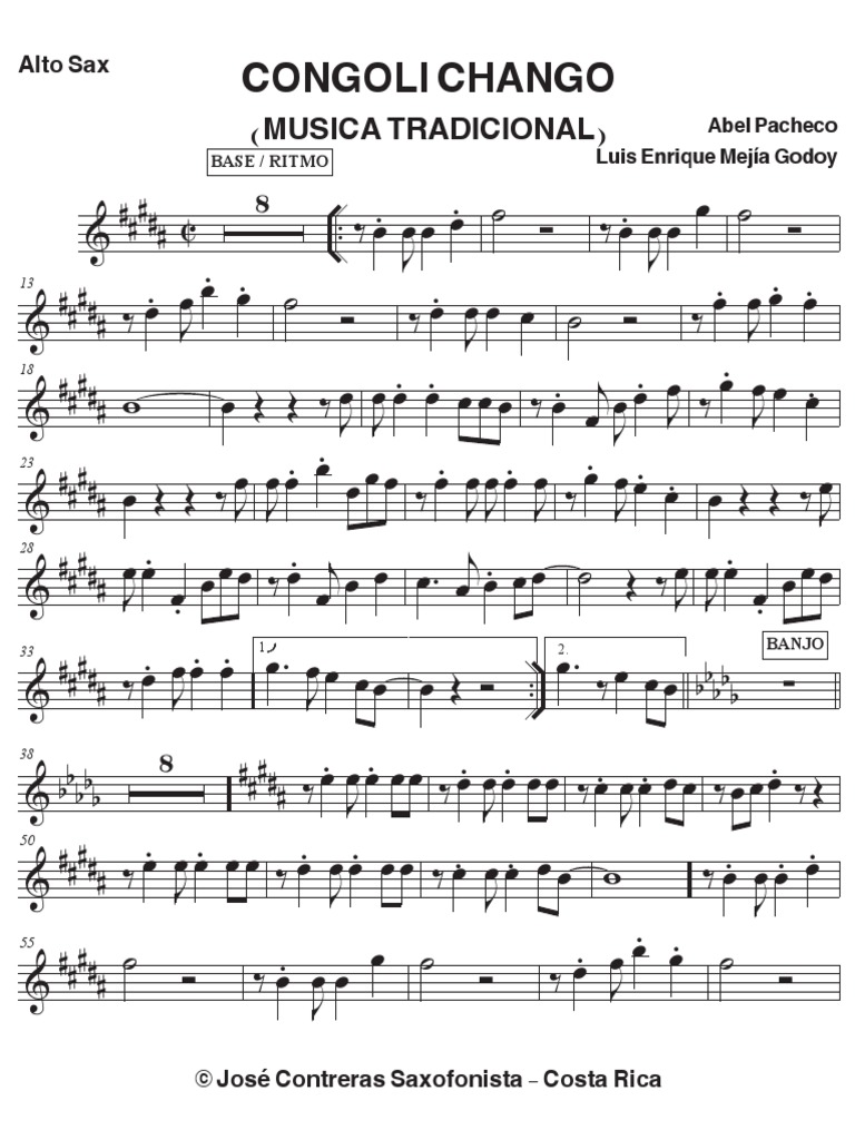 CONGOLI CHANGO - MUSICA TRADICIONAL - Alto Sax | PDF