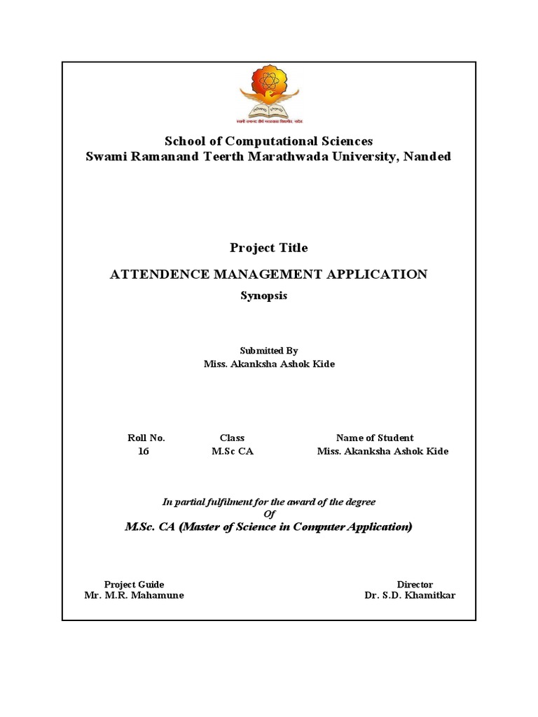 Attendance Project Synopsis | PDF | Application Software | Android (Operating System)