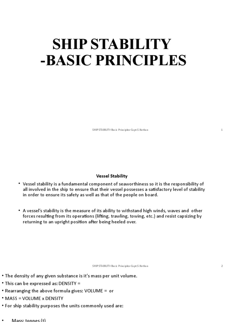 Ship Stability - BASIC PRINCIPLES | PDF | Buoyancy | Ships