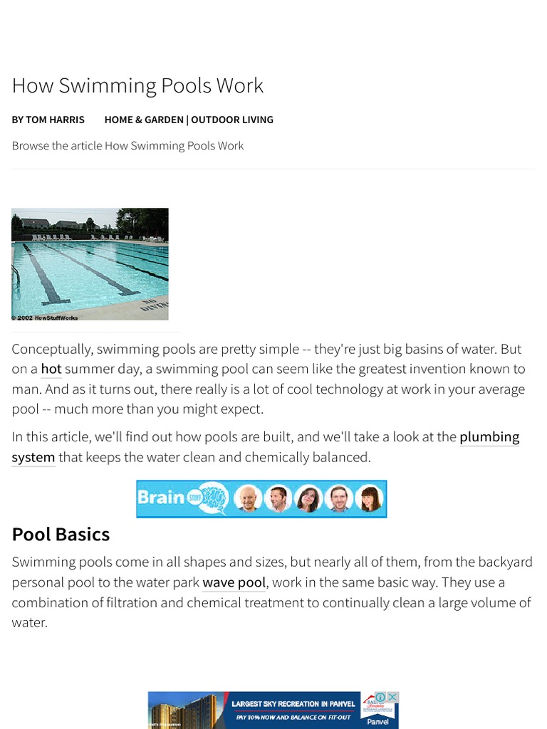 How Swimming Pools Work | PDF | Swimming Pool | Chlorine