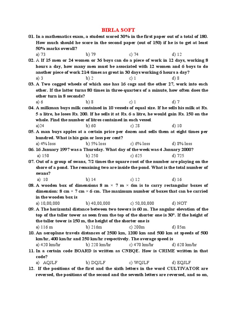 D E SHAW Apti-2 | PDF | Speed