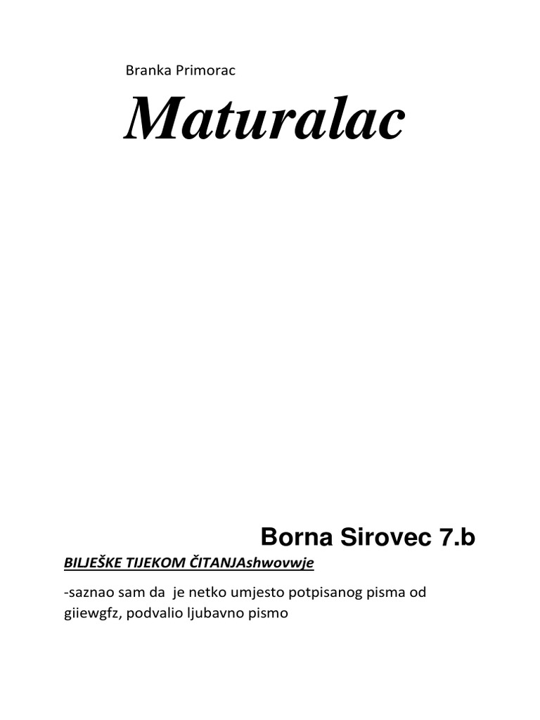 Maturalac: Borna Sirovec 7.b | PDF