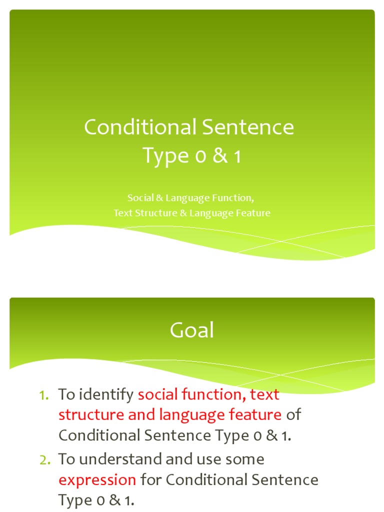 Conditional Sentence Type 0 and 1 | PDF