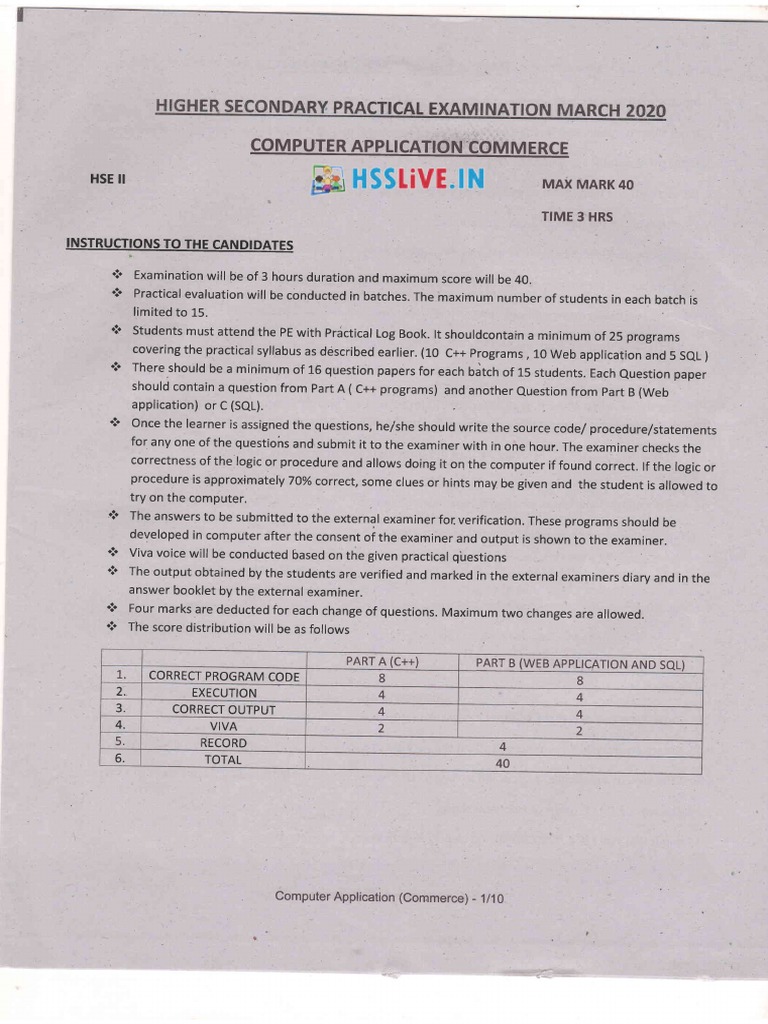 Hsslive Practical QN 2020 Comp App Commerce Signed | PDF | World Wide Web | Internet & Web