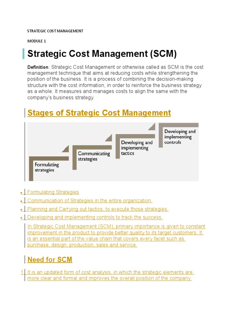 Strategic Cost Management Notes | PDF | Strategic Management | Supply ...