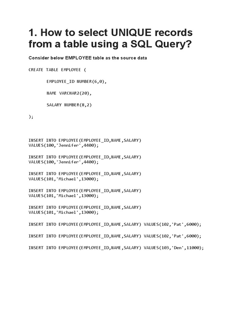 SQL Scenarion Based Basics | PDF | Table (Database) | Software Engineering