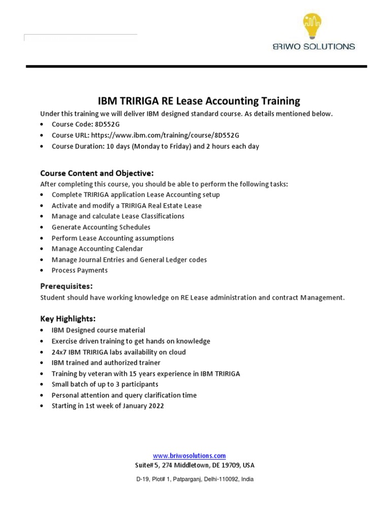 IBM TRIRIGA Lease Accounting Training | PDF | Career & Growth | Computers