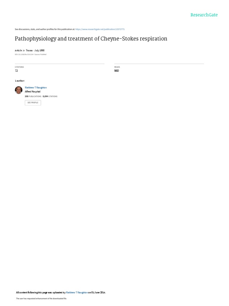 Orthopnoea and Cheyne-Stokes Respiration | PDF | Breathing | Apnea