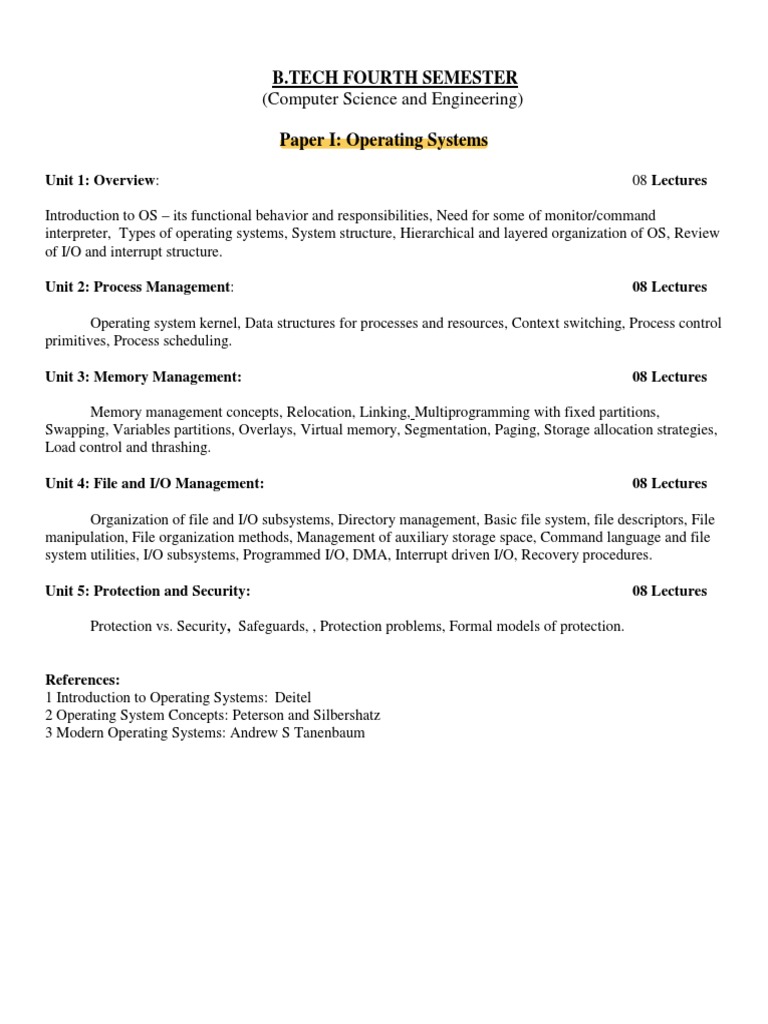 4th Sem B - Tech CSE Syllabus | PDF | Probability Distribution ...