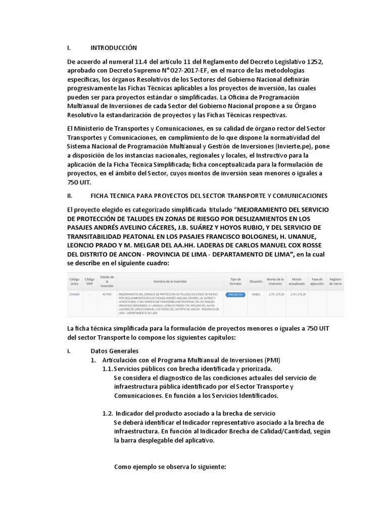 Ficha Tecnica Simplificada | Descargar gratis PDF | Infraestructura | Factores de producción