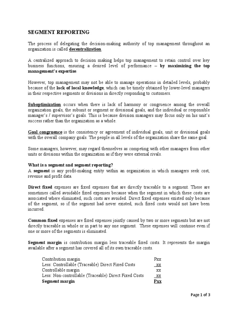 Segment Reporting Lecture Notes | PDF | Business | Economies