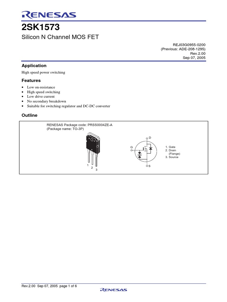 Silicon N Channel MOS FET: Application | PDF | Field Effect Transistor ...