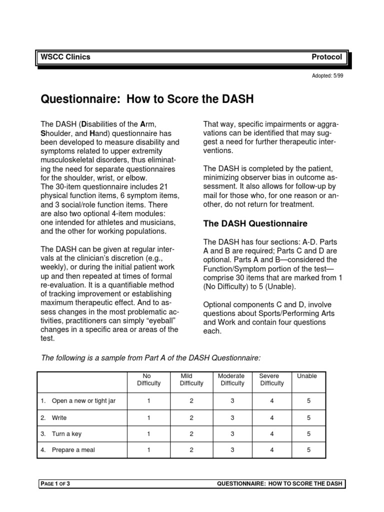 Q-How To Score DASH | PDF | Clinical Medicine | Diseases And Disorders