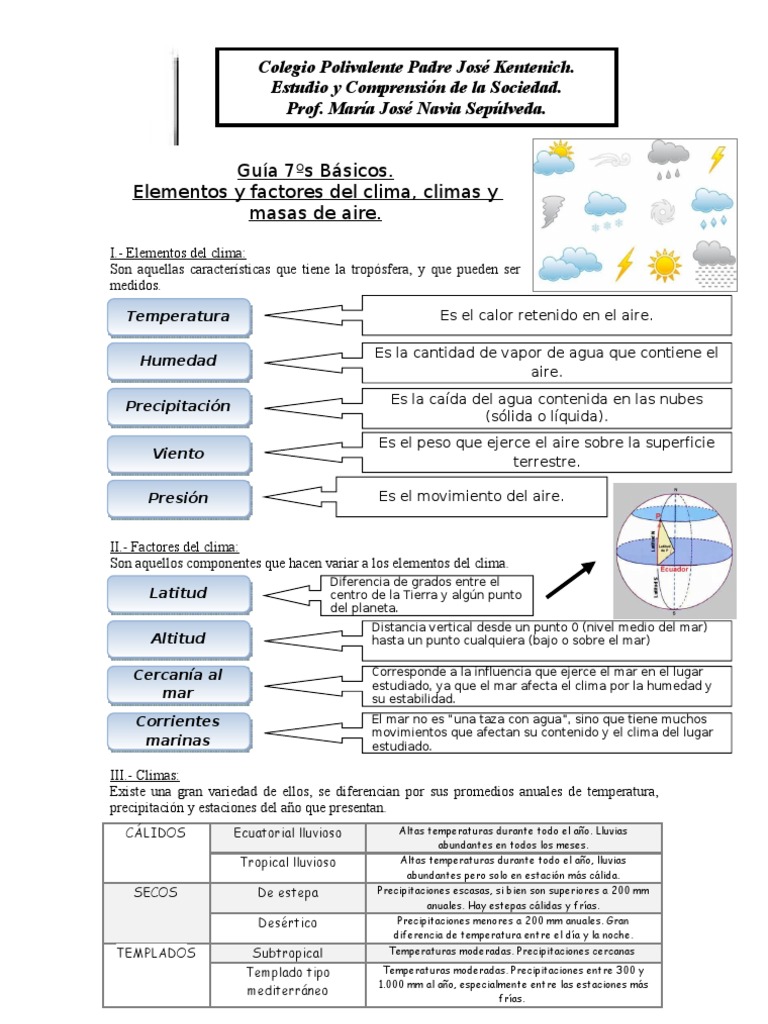 Guía de Climas para 7º Básico | PDF | Clima | Precipitación