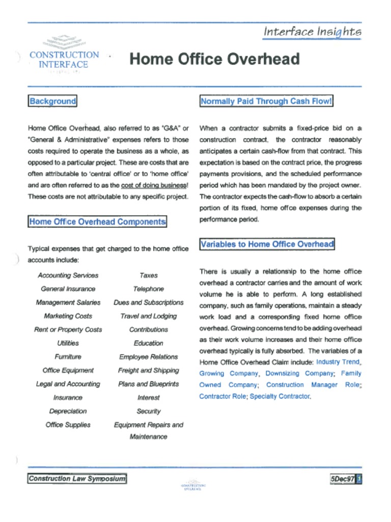 Home Office Overhead | PDF