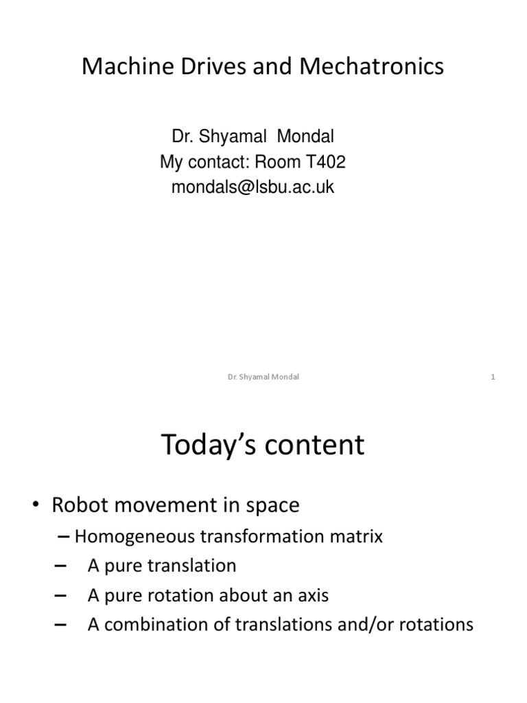 Robot Movement In Space Pdf Cartesian Coordinate System Matrix Mathematics