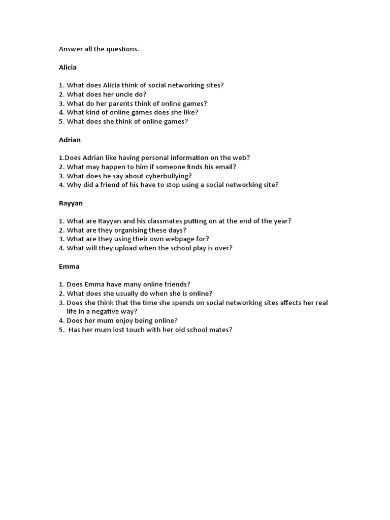 Answer All The Questions | PDF | Wellness