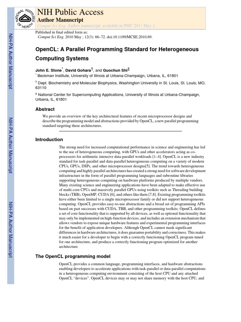 OpenCL A Parallel Programming Standart For Heterogeneous | PDF | Graphics Processing Unit ...