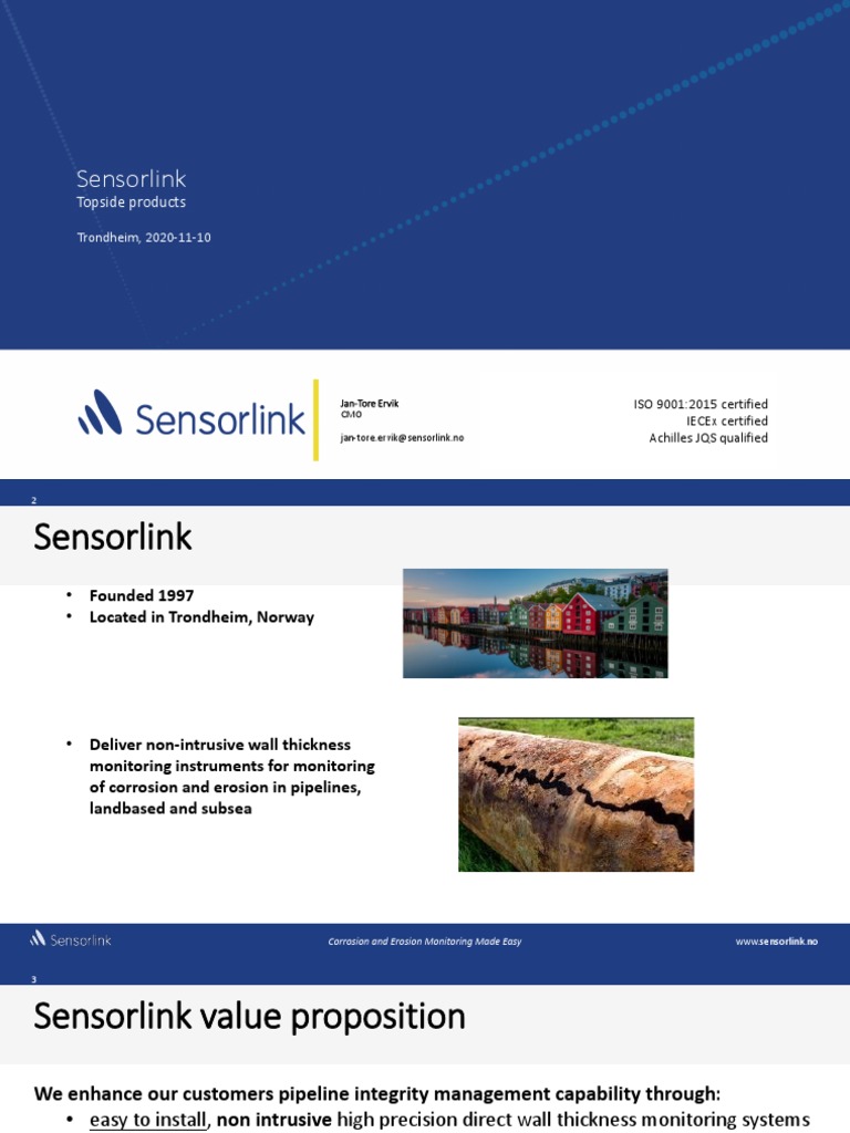 2020-11-10 Sensorlink Topside v2 | PDF | Pipe (Fluid Conveyance) | Pipeline Transport