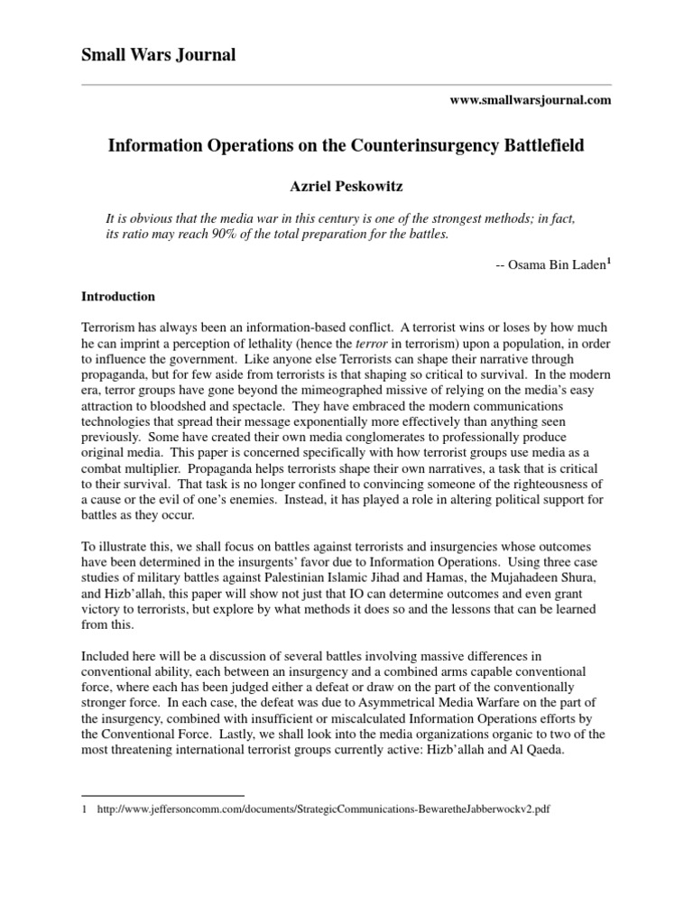 Small Wars Journal: Azriel Peskowitz | PDF