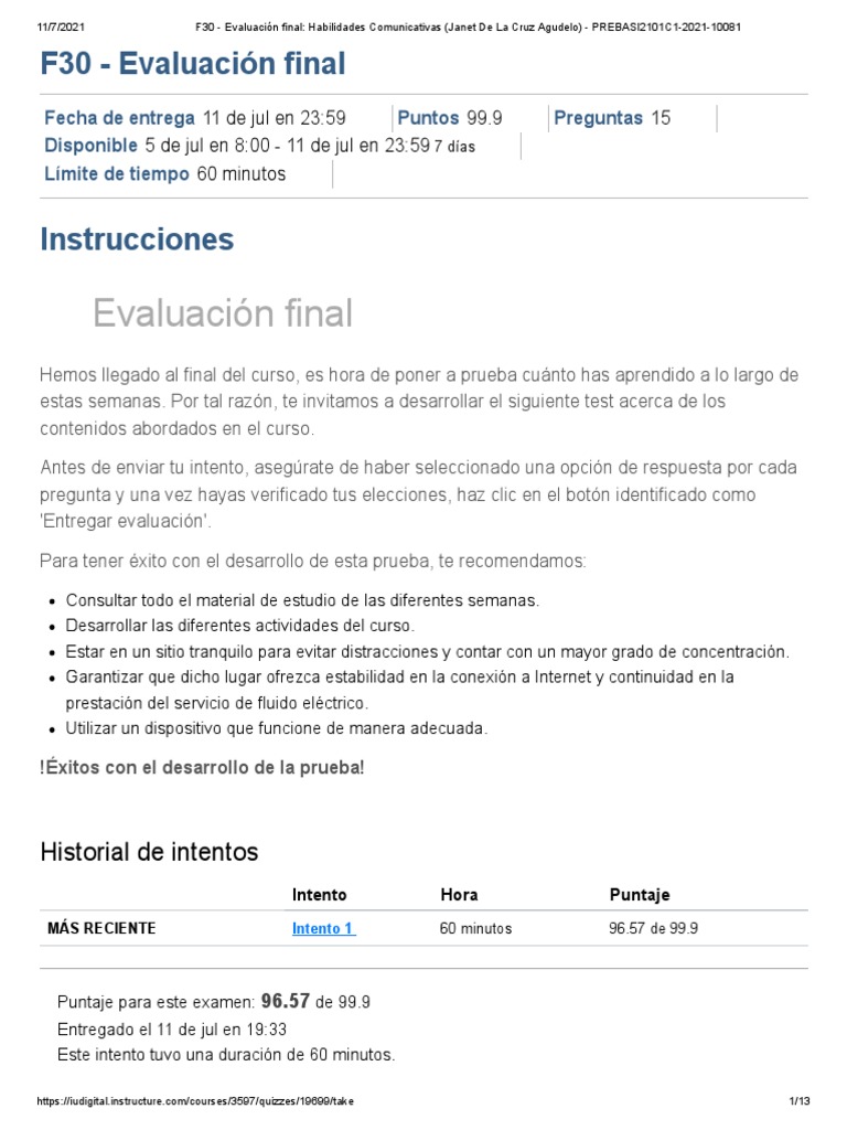 F30 - Evaluación Final - Habilidades Comunicativas (Janet de La Cruz Agudelo) - PREBASI2101C1 ...