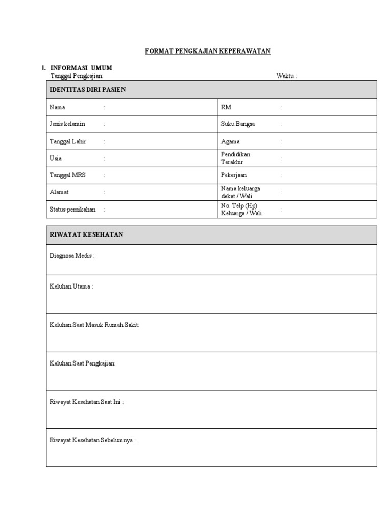 Format Pengkajian Keperawatan Dasar | PDF