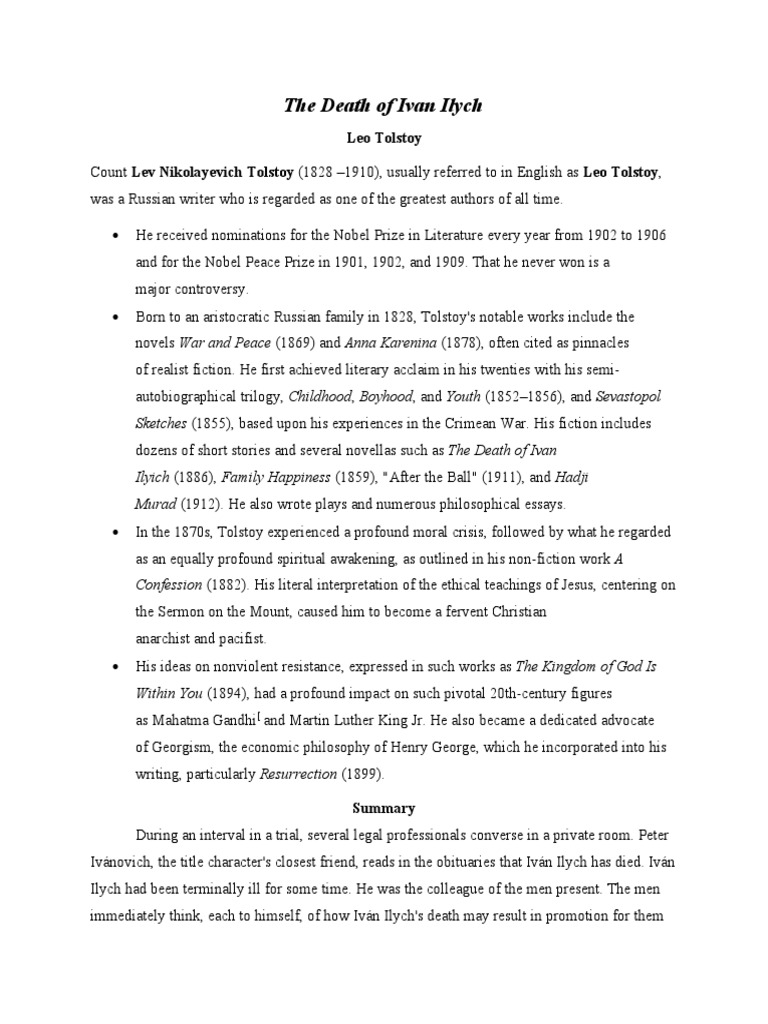 The Death of Ivan Ilych-For Students | PDF | Leo Tolstoy