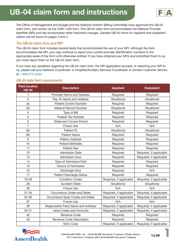 The UB-04 Claim Form and NPI | PDF | Patient | Health Care