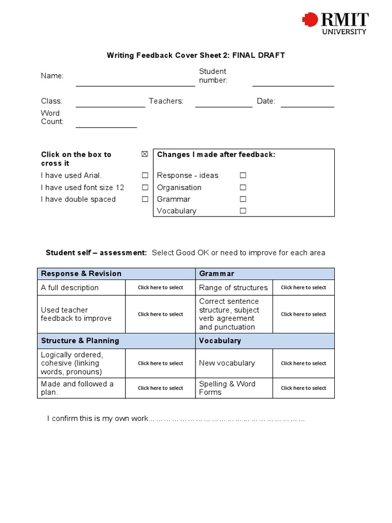 Writing Final Draft Cover Sheet For Canvas (R&W) | PDF