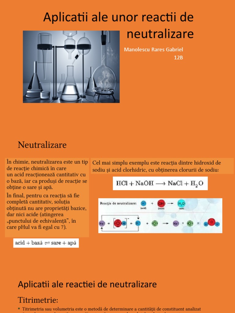 Aplicatii Ale Unor Reactii de Neutralizare | PDF