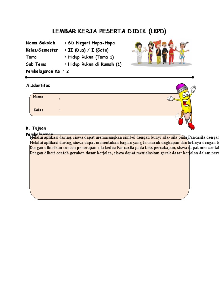 LKPD Kelas 2 | PDF | Karier & Perkembangan | Seni & Disiplin Bahasa