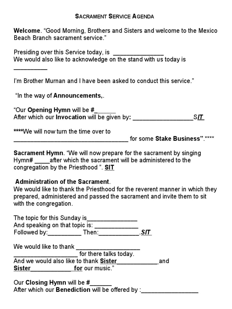 LDS Sacrament Outline | PDF