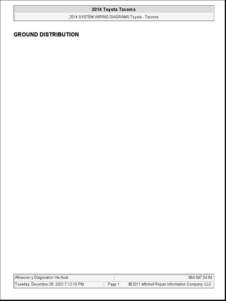 2014 Toyota Tacoma Ground Distribution Diagrams | PDF | Transport | Car ...