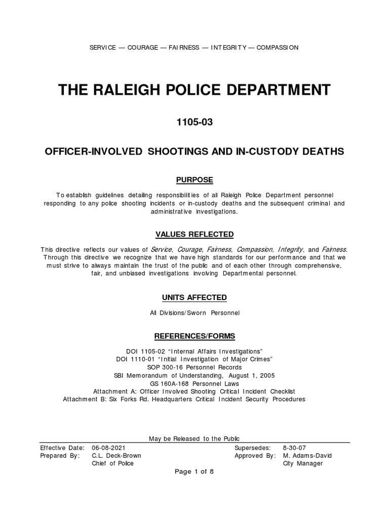 Raleigh Police Department Written Directives 1105-03 | PDF | Detective ...
