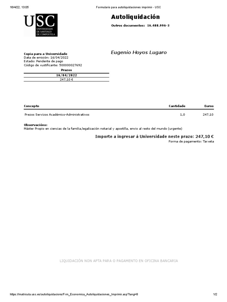 Formulario 247 para USC | PDF